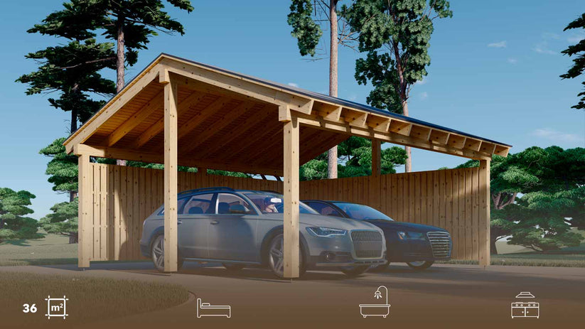 PÉRGOLA MOON DOBLE 6X6 - Madera Lisa – CASAS DE MADERA BÁLTICAS