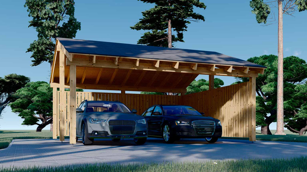 PÉRGOLA MOON DOBLE 6X6 - Madera Lisa – CASAS DE MADERA BÁLTICAS